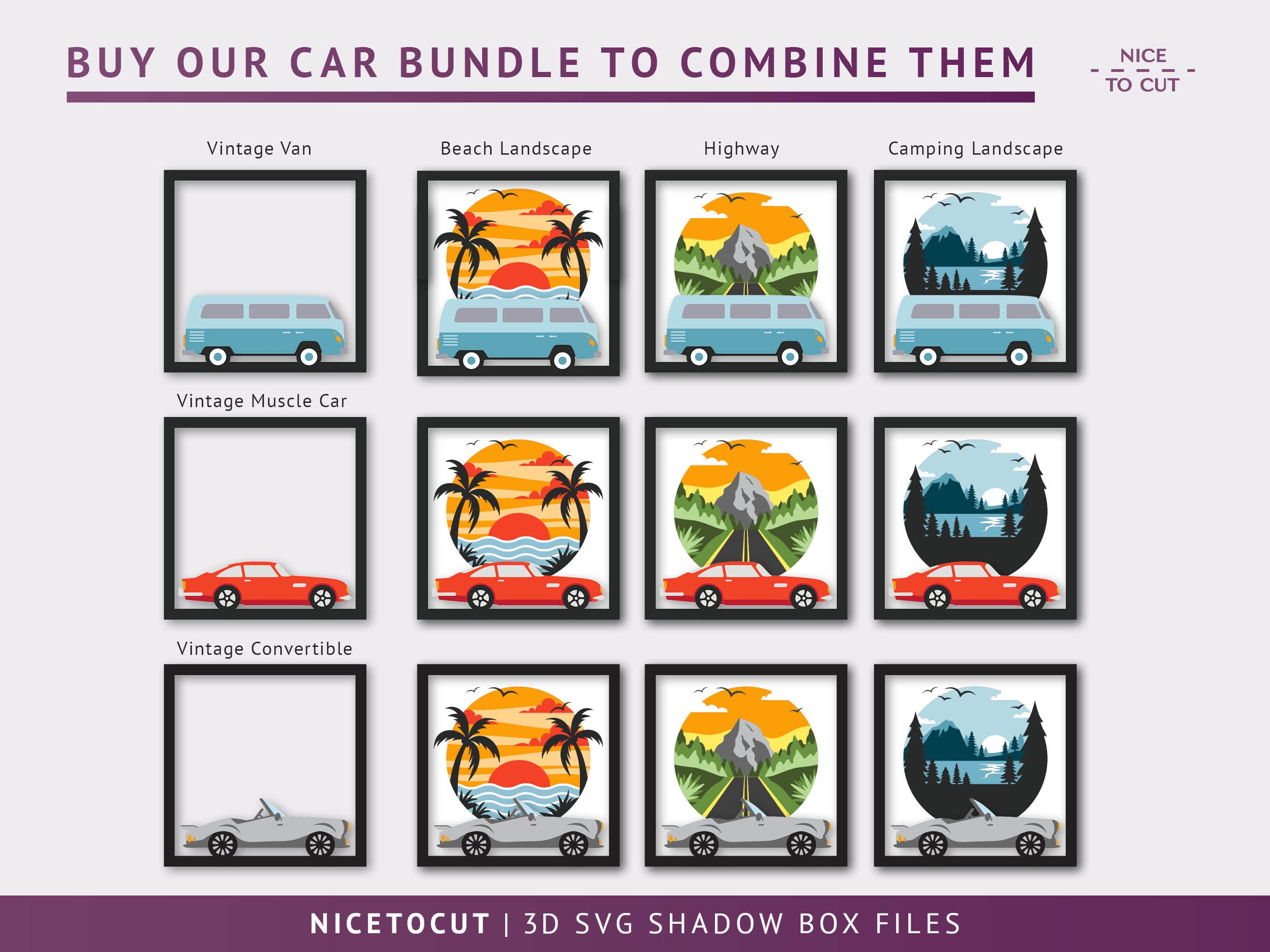 3D Van Shadow Box, Travel Shadow Box, Car Lover 3D SVG Shadow Box Gift ...