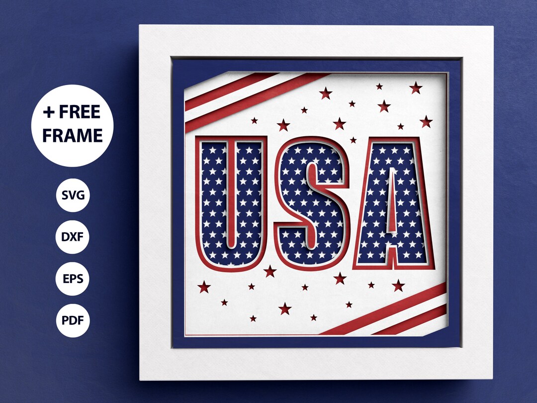 3D USA Shadow Box, Independence Day, Patriotic Sign Decor, USA Flag ...