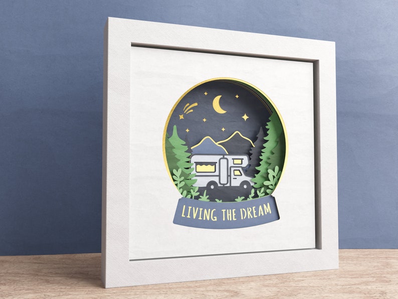 3D Camper Shadow Box, Adventure Shadow Box, Layered Paper Art, for ...