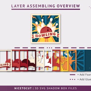 3D Bowling Shadow Box, Sport 3D SVG, Fathers Day 3D SVG, Hobby Shadow ...