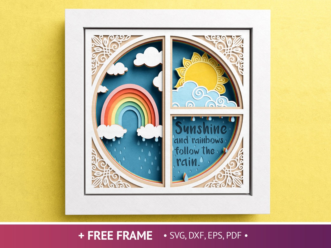 3D Rainbow Shadow Box, Sunshine and Rainbows Follow the Rain, Sun 3D ...