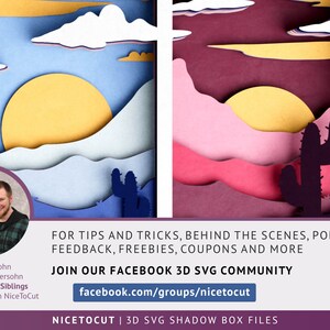 3D Desert Day & Night Shadow Box, Sunset and Sunrise Shadow Box SVG, 3D ...