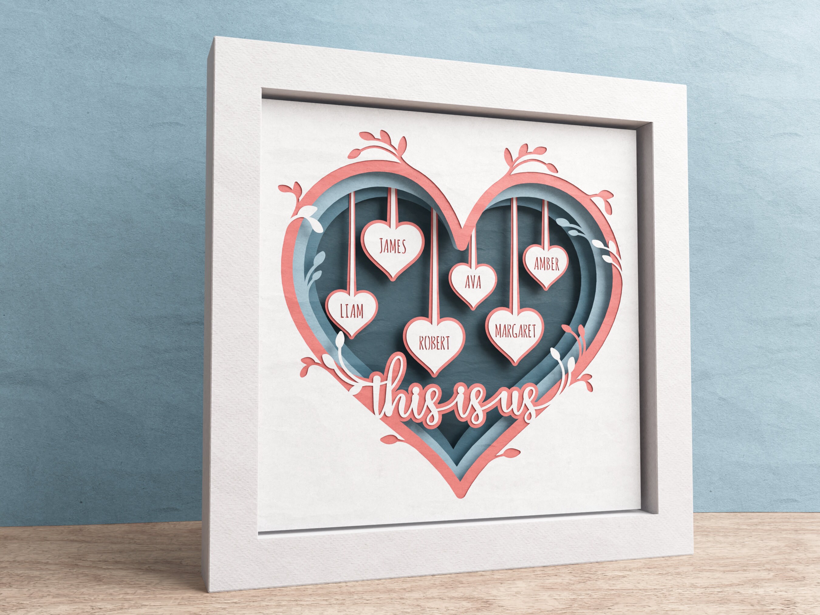 3D This is Us Family Heart Shadow Box With Custom Names - Etsy