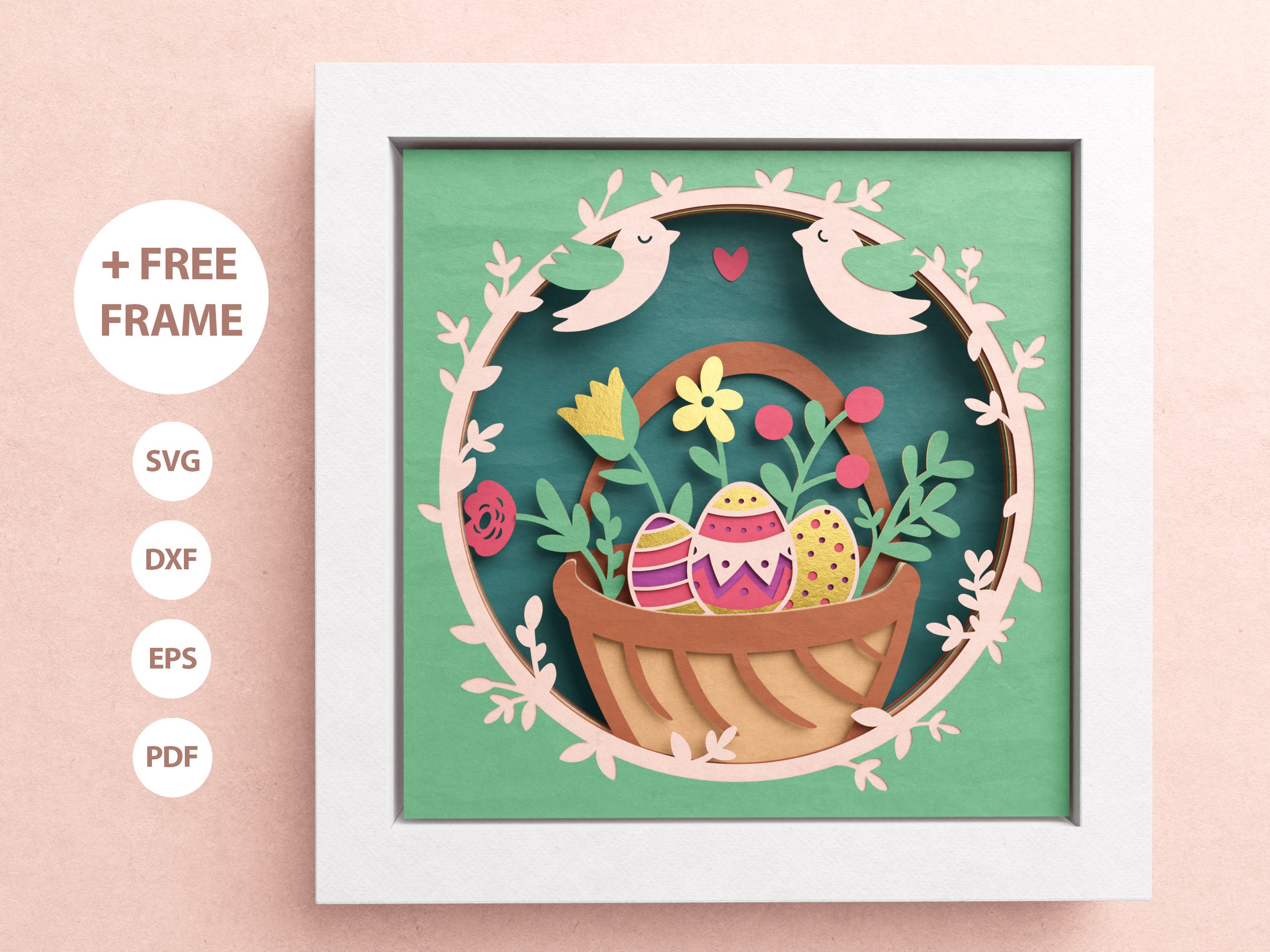 3D Easter Basket Shadow Box Happy Eggs SVG Layered Paper - Etsy