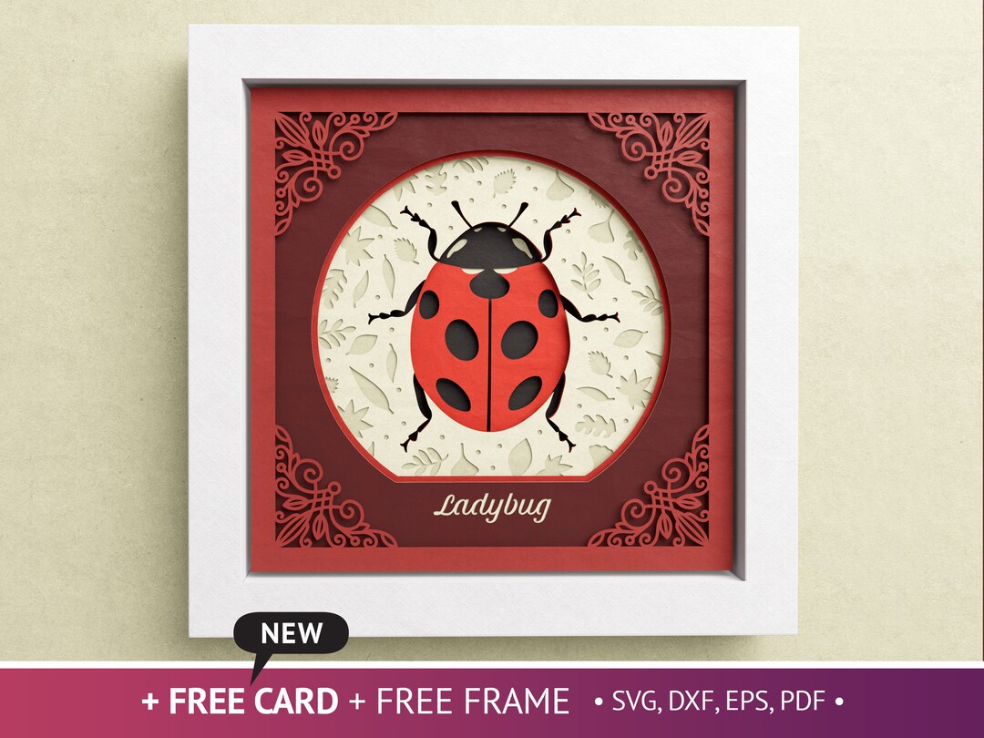 3D Ladybug Shadow Box, Animal Shadow Box SVG, Insect Papercut Projects ...