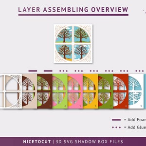 3D 4 Seasons Tree Shadow Box, Spring Shadow Box, Fall, Summer, Winter ...