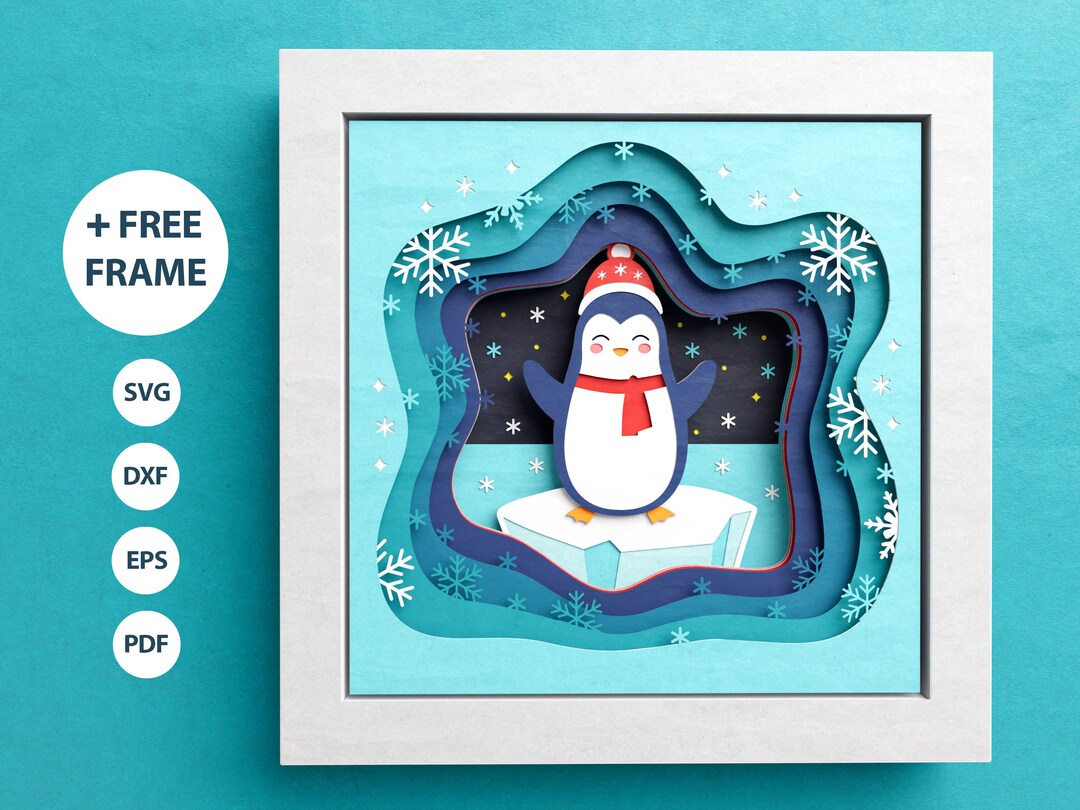 3D Penguin Shadow Box Winter Shadow Box 3D Mandala Nursery - Etsy