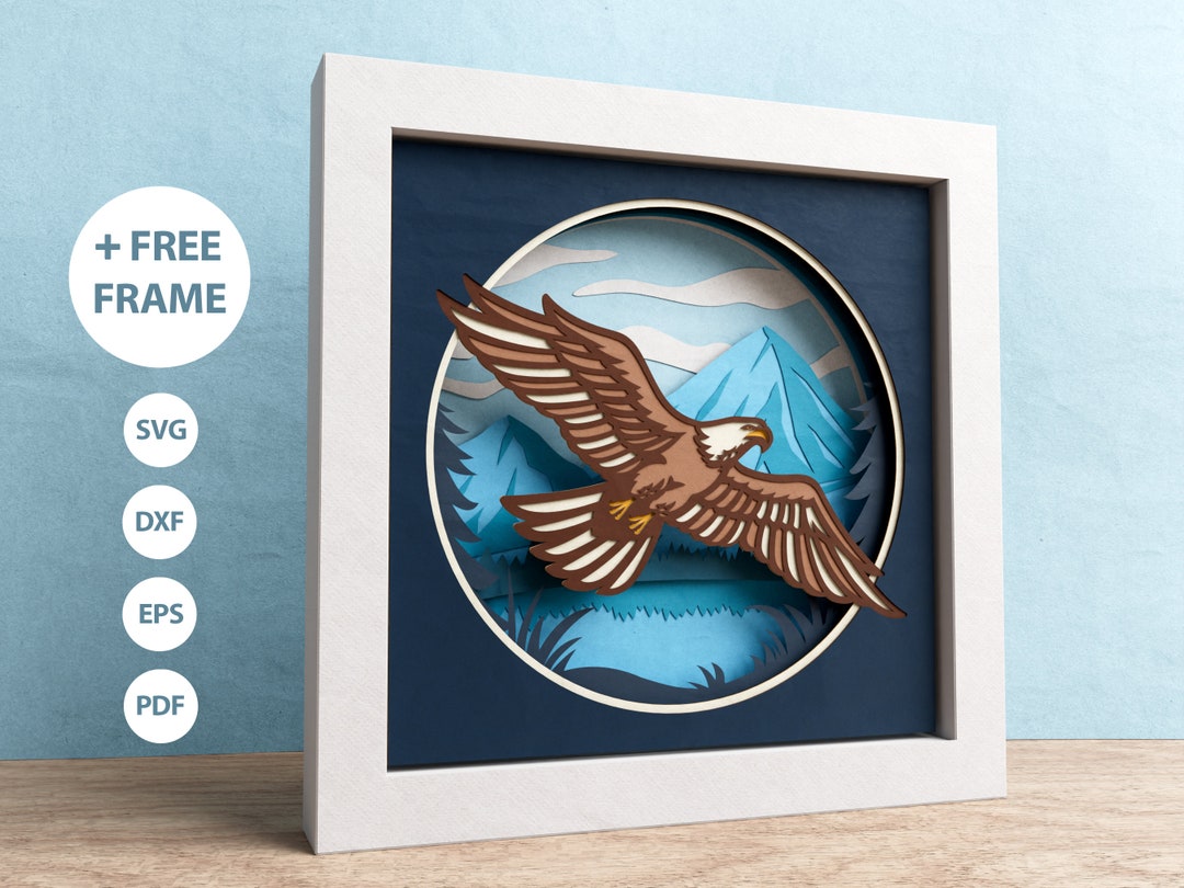 3D Eagle Shadow Box Animal Shadow Box SVG Nature and - Etsy