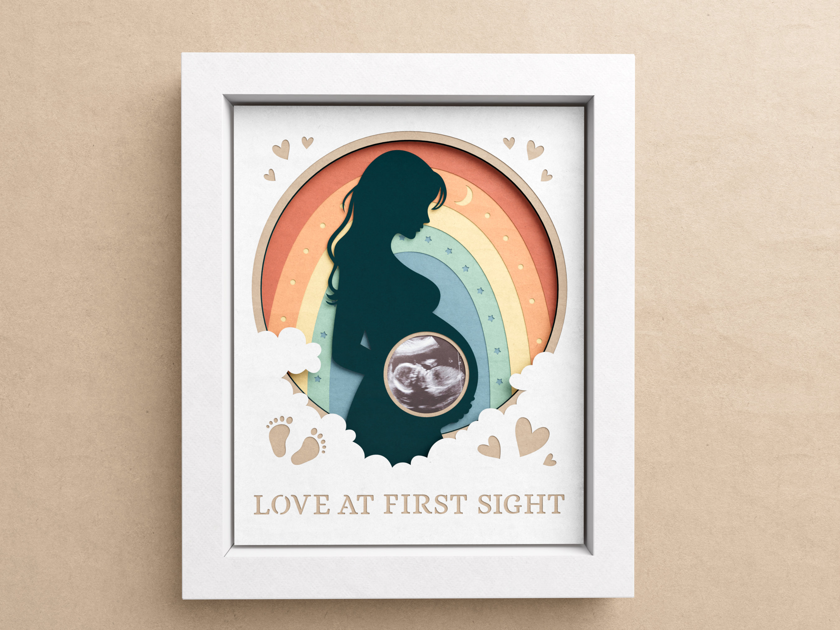 3D Pregnancy Shadow Box, 8 X 10 Baby Birth Shadow Box, Love at First ...