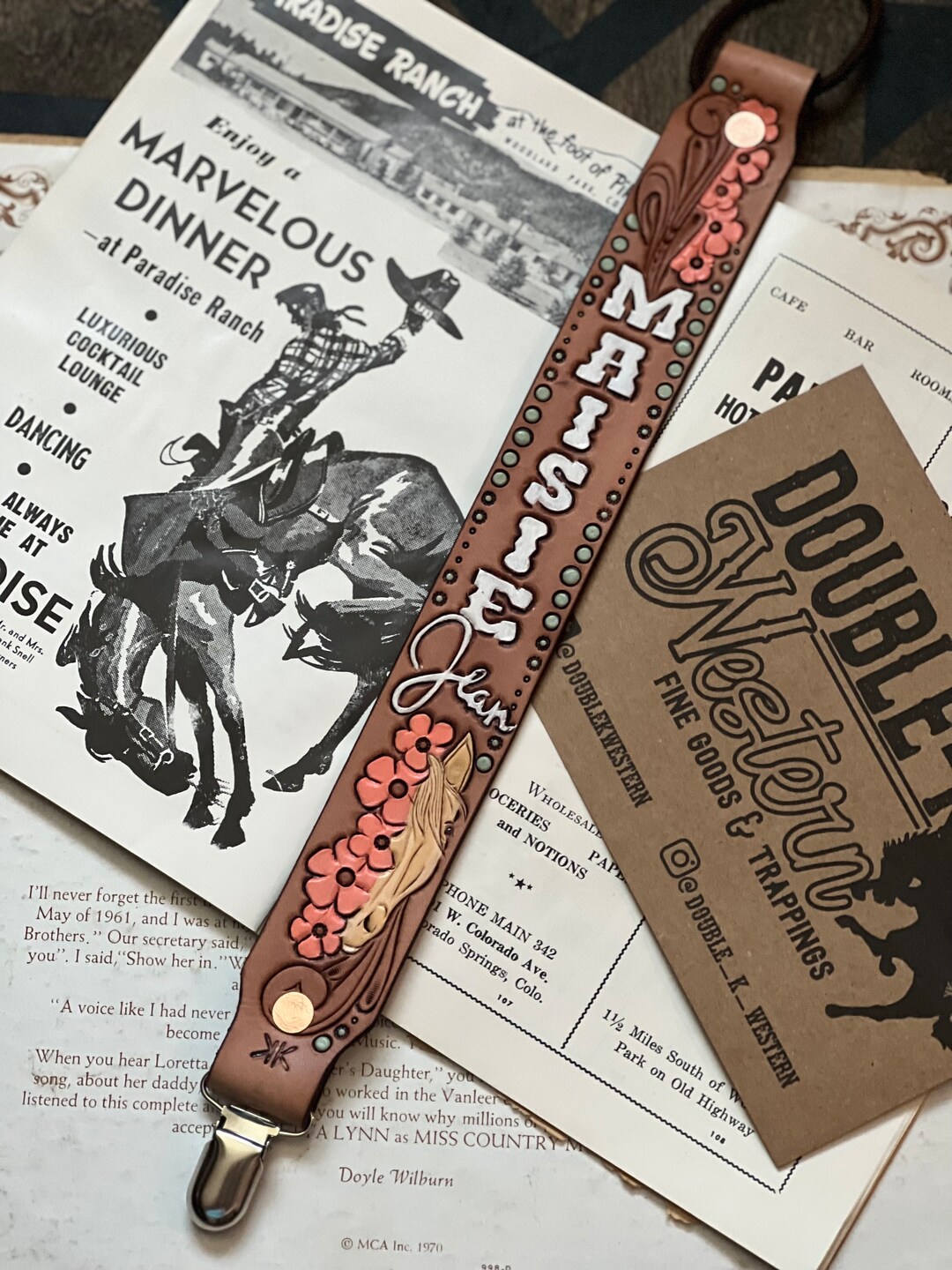 Western Tooled Leather Pacifier Clip - Etsy