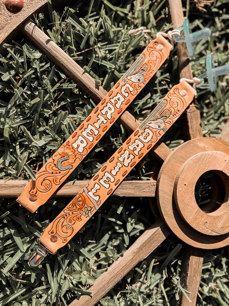 Western Tooled Leather Pacifier Clip - Etsy