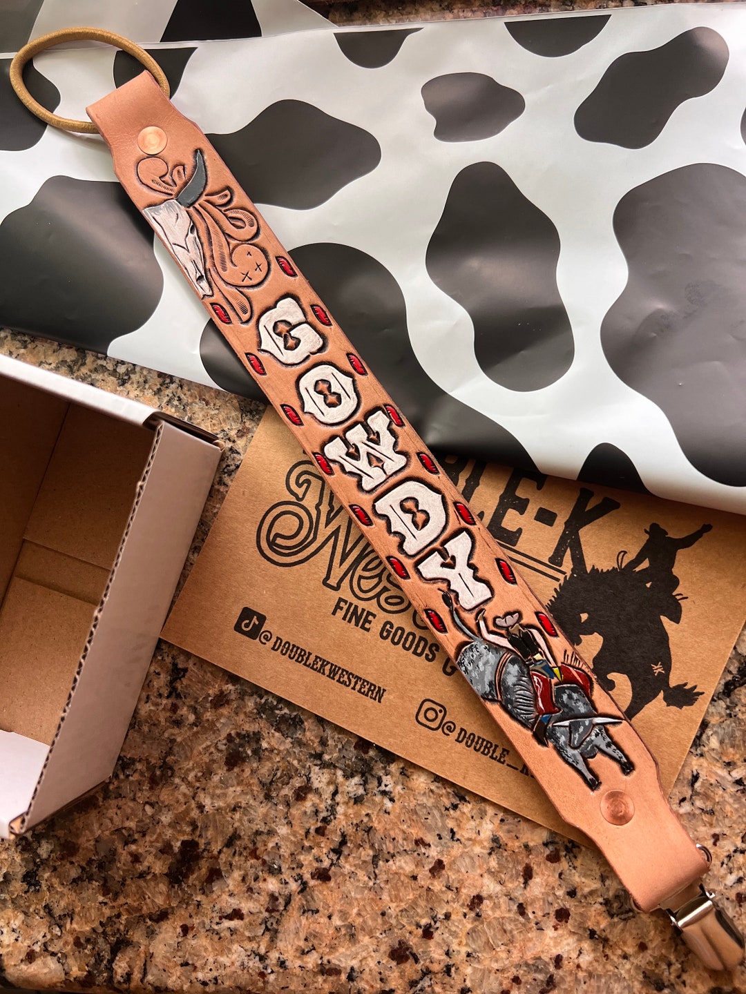 Western Tooled Leather Pacifier Clip - Etsy