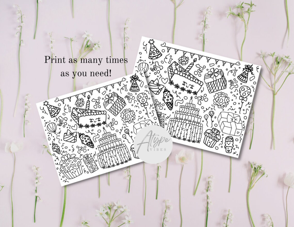 Birthday Party Printable Coloring Page | Birthday Toddler Activity ...