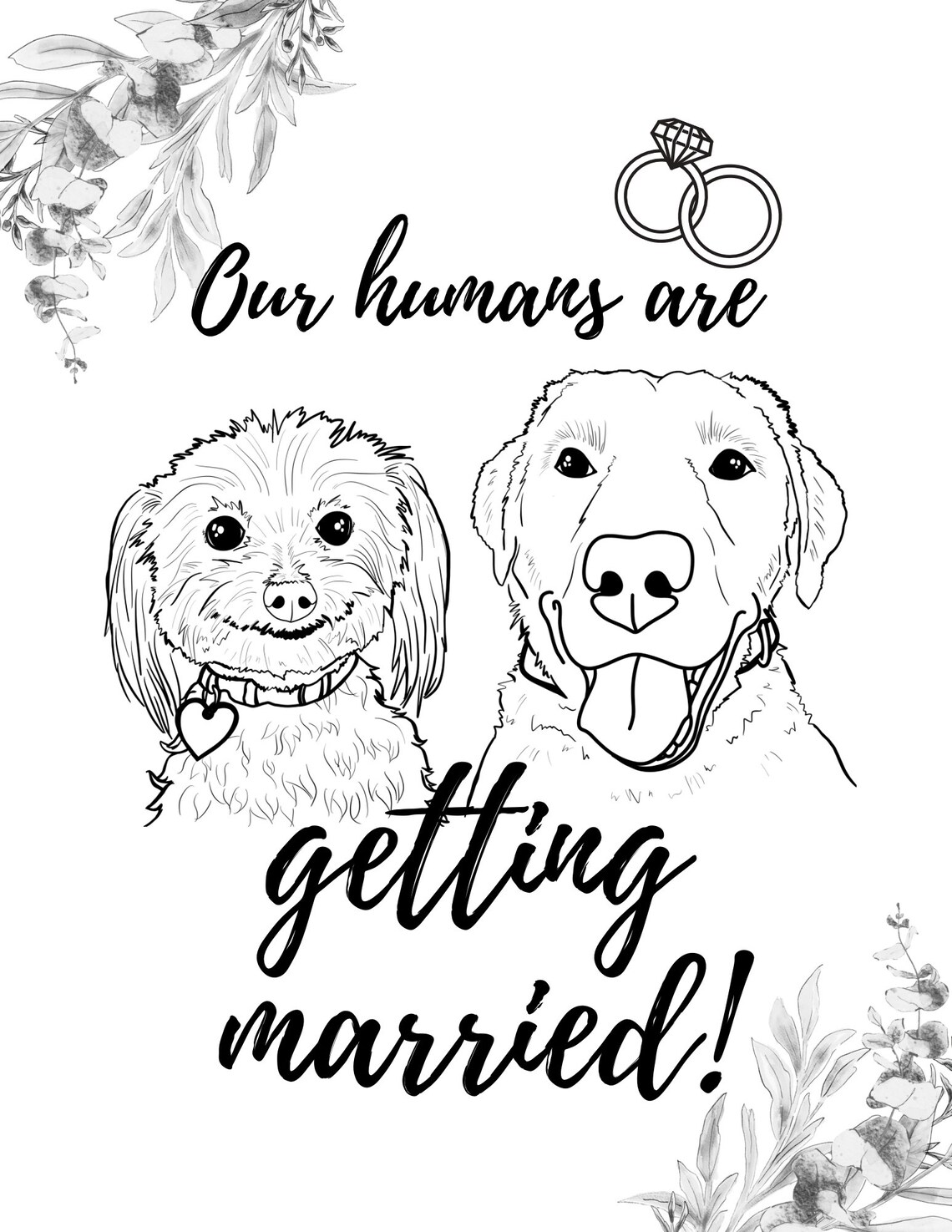 Wedding 2 Pet Coloring Page - Our Humans Are Getting Married | Custom ...