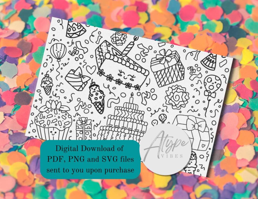 Birthday Party Printable Coloring Page | Birthday Toddler Activity ...