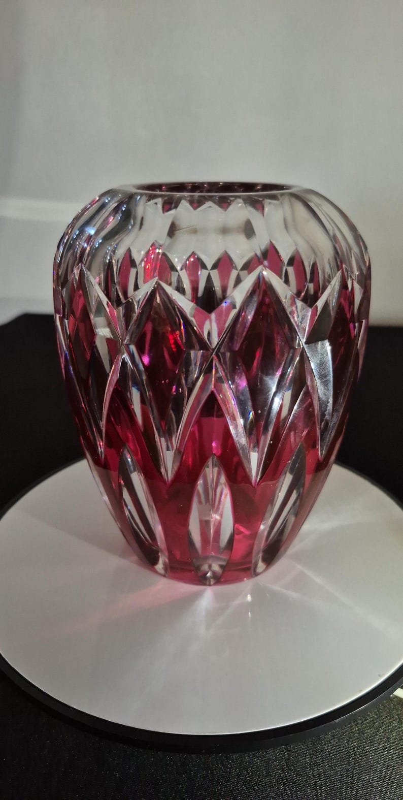 Val St Lambert Ruby Red Vase 16 Cms High. 1.5kgs in Weight and Signed ...