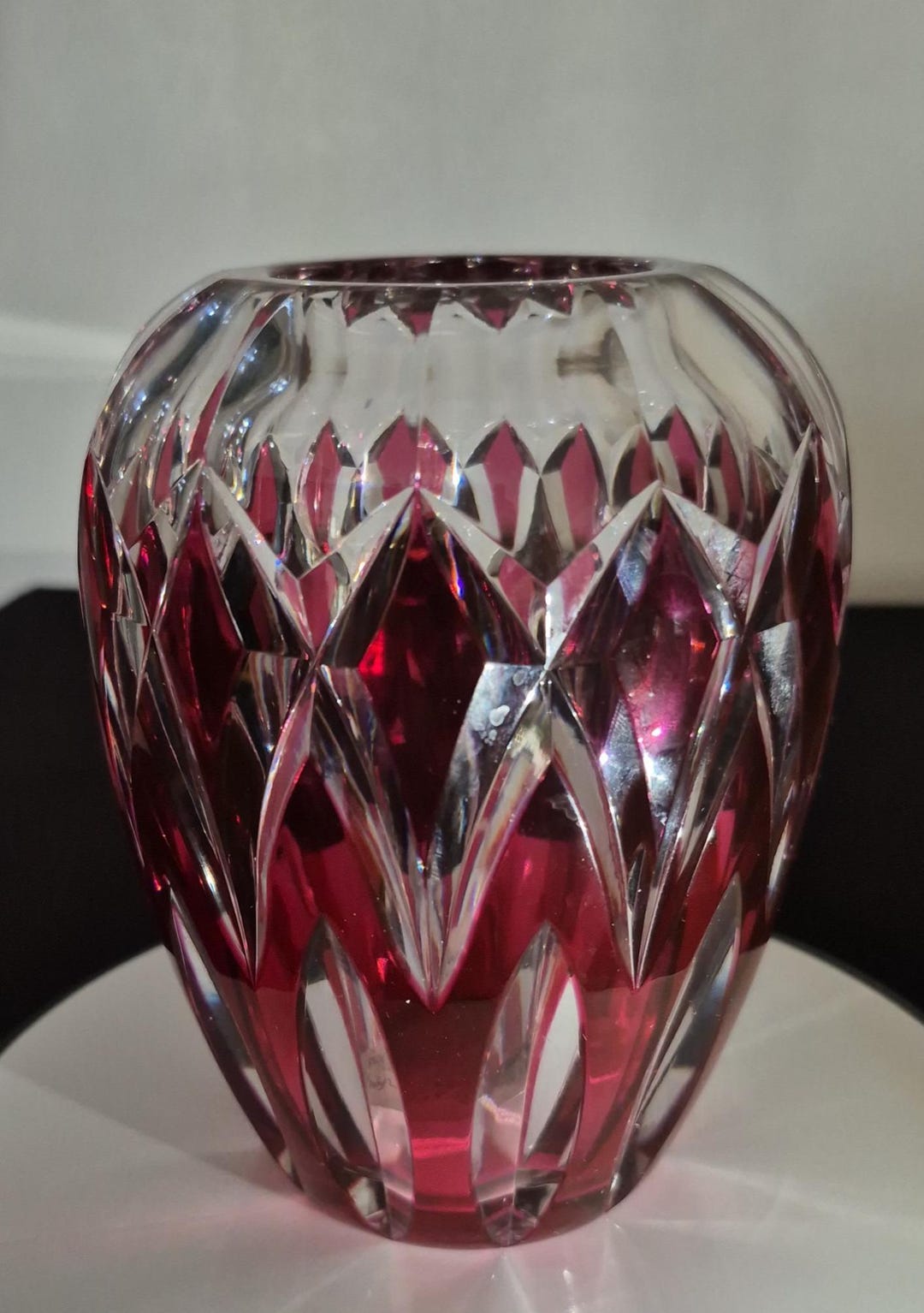 Val St Lambert Ruby Red Vase 16 Cms High. 1.5kgs in Weight and Signed ...