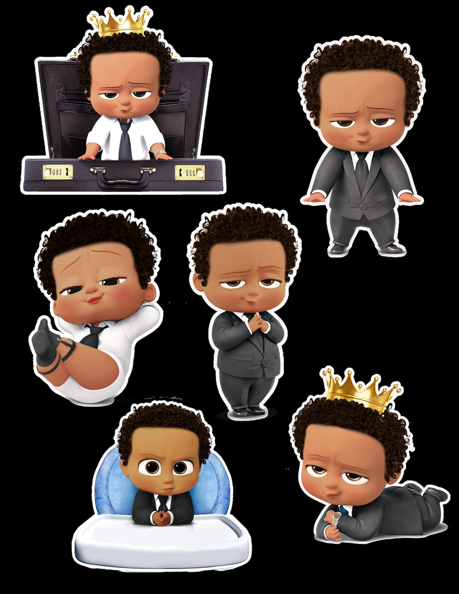 Boss Baby Afro Boy Clipart Png Bundle Digital Download Boss Baby Afro ...