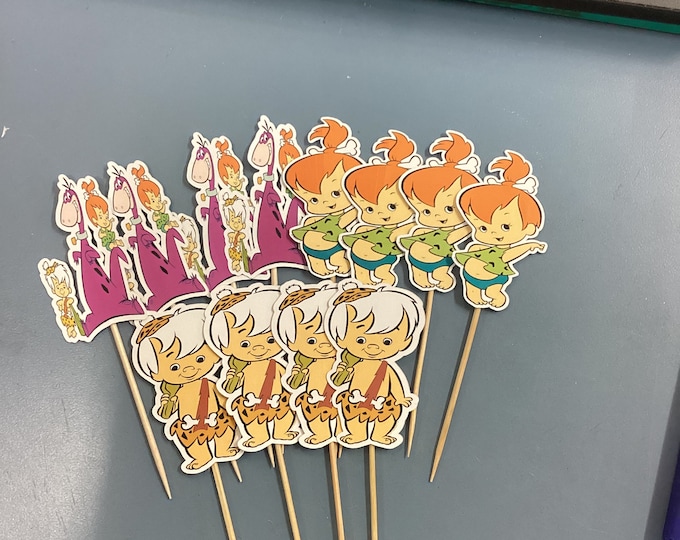 Pebbles and Bam Bam and Family Cupcake Toppers, Pebbles Baby Shower ...