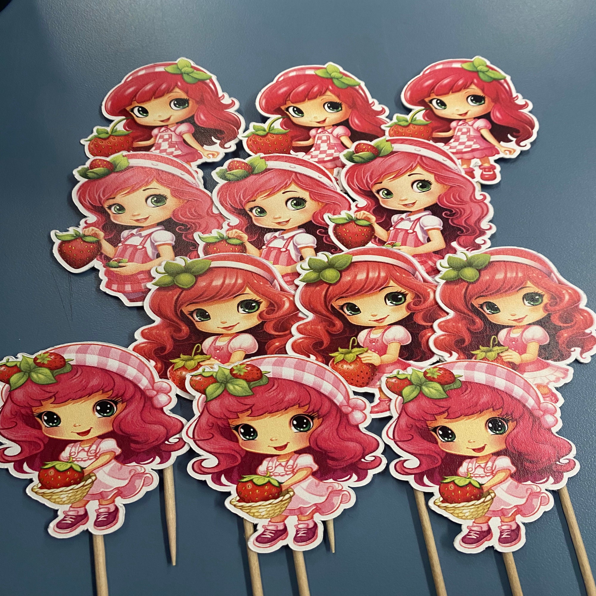 Strawberry Cupcake Toppers, Strawberry Shortcake Toppers, Strawberry ...