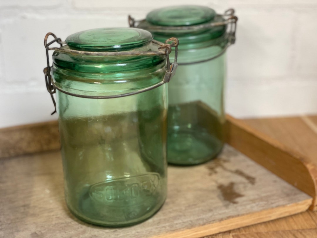 1L Vintage French SOLIDEX Green Glass Storage Jar Preserving - Etsy