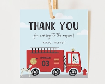 EDITABLE Fire Truck Party Pennant Set, Banner Set, Garland Fireman ...