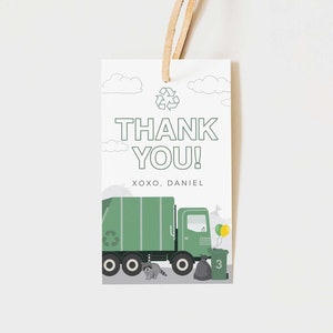 EDITABLE Garbage Truck Thank You Tag, Favor Tag, Recycling Truck, Dump ...