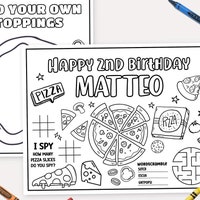 Pizza Party Activity Placemat: Printable Coloring Page (PDF Download ...
