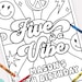 EDITABLE Five is a Vibe GROOVY Boy Coloring Page • age 5 Happy Face ...