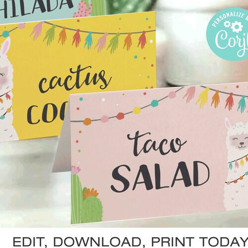 EDITABLE Printable Llama Food Tent Llama Food Labels Llama - Etsy