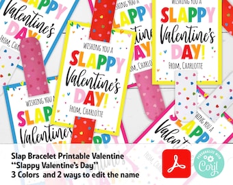 Editable Slap Bracelet Valentine's Day Gift Tag Slappy Valentine's Day ...