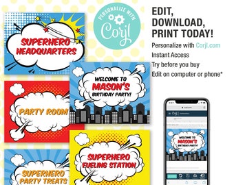 Superhero Food Cards Blank GV1 INSTANT DOWNLOAD - Etsy