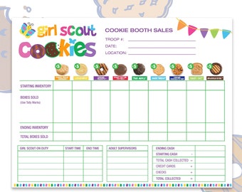 Girl Scout Cookie Sales Sheet - Etsy