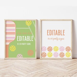 EDITABLE Pickleball Party Sign Templates, 8 X 10, 2 Designs, Pickle ...