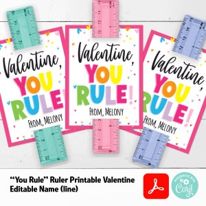 EDITABLE You Rule Valentine Card • Ruler Valentine | Classroom ...