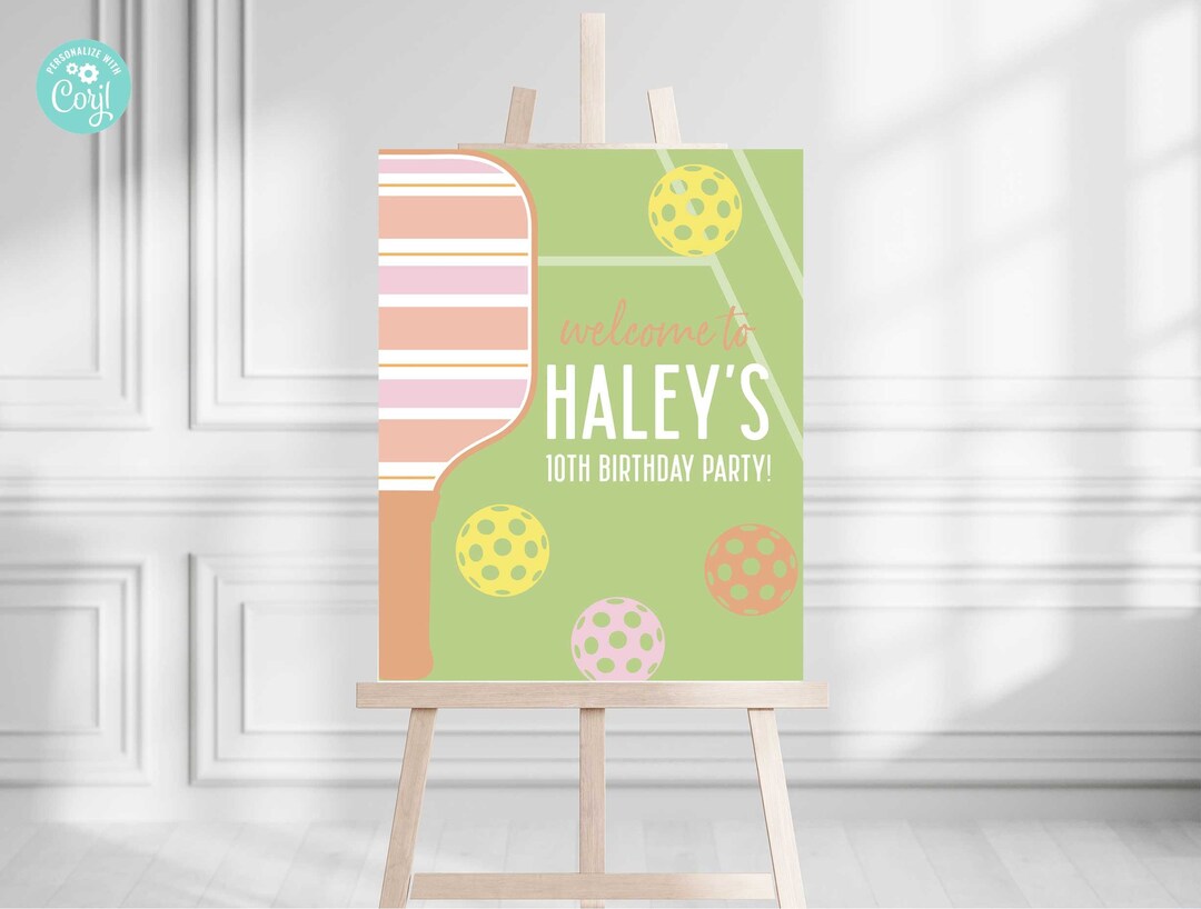 EDITABLE Pickleball Birthday Party Welcome Poster Welcome Sign 16x20 ...