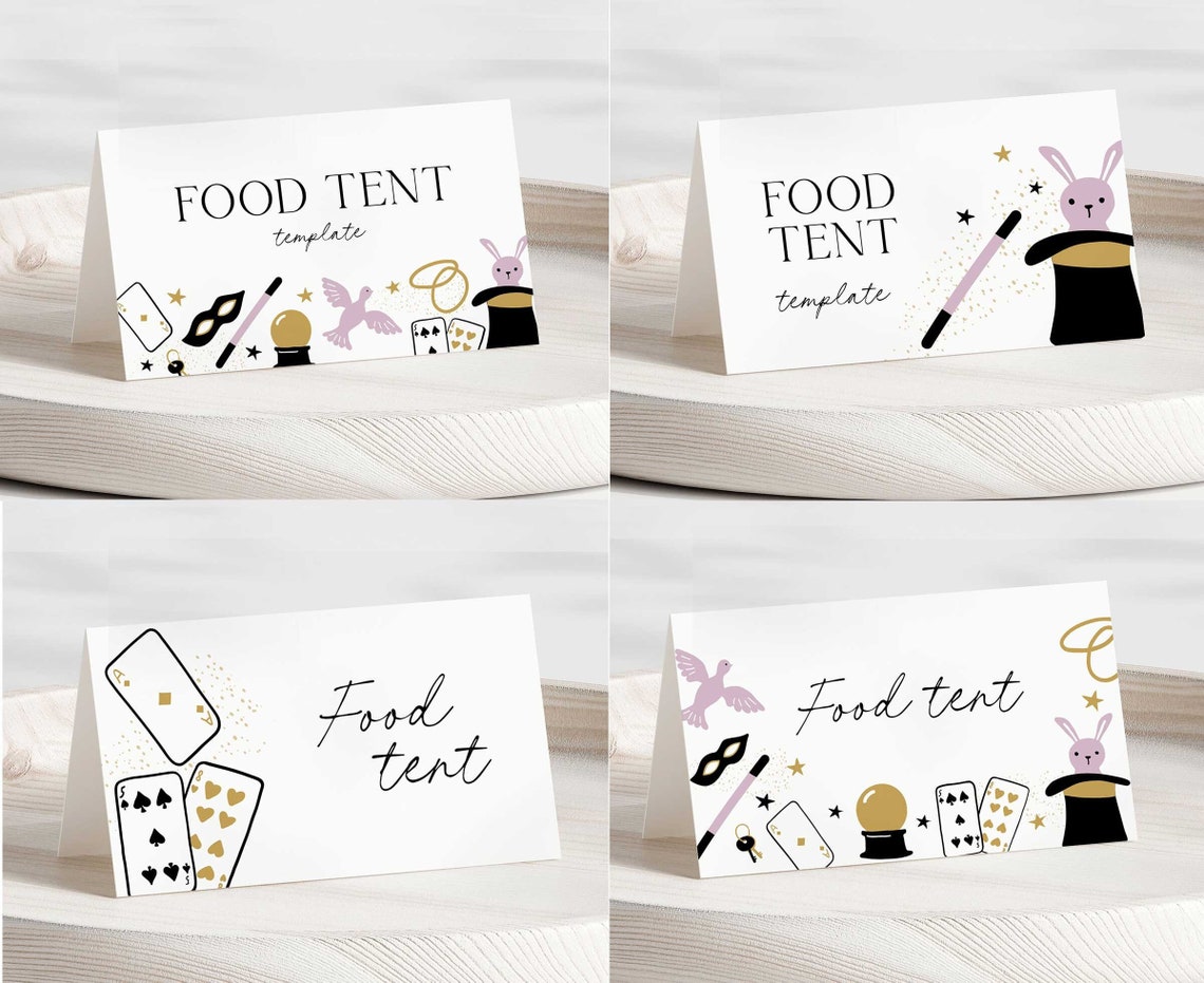 EDITABLE Magic Party Food Tents • Table Tents 4 Designs • Magic Show ...