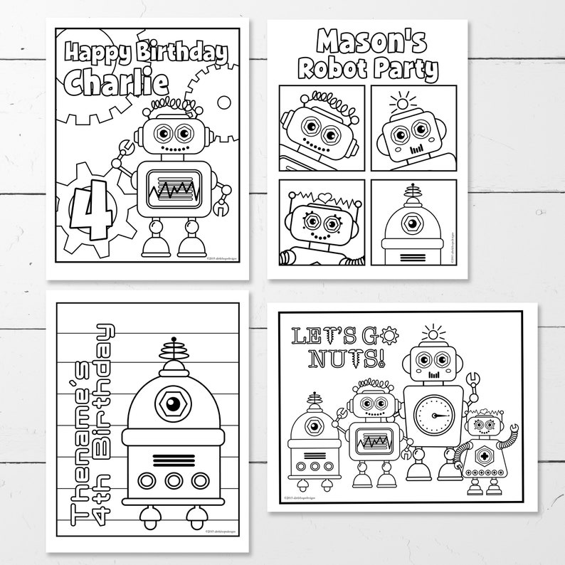 EDITABLE Robot Coloring Pages • 4 Designs 8.5 X 11 | Coloring Sheets ...