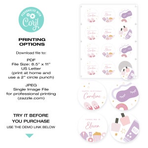 EDITABLE Sleepover • Pajama Party Cupcake Toppers | Circle Stickers ...
