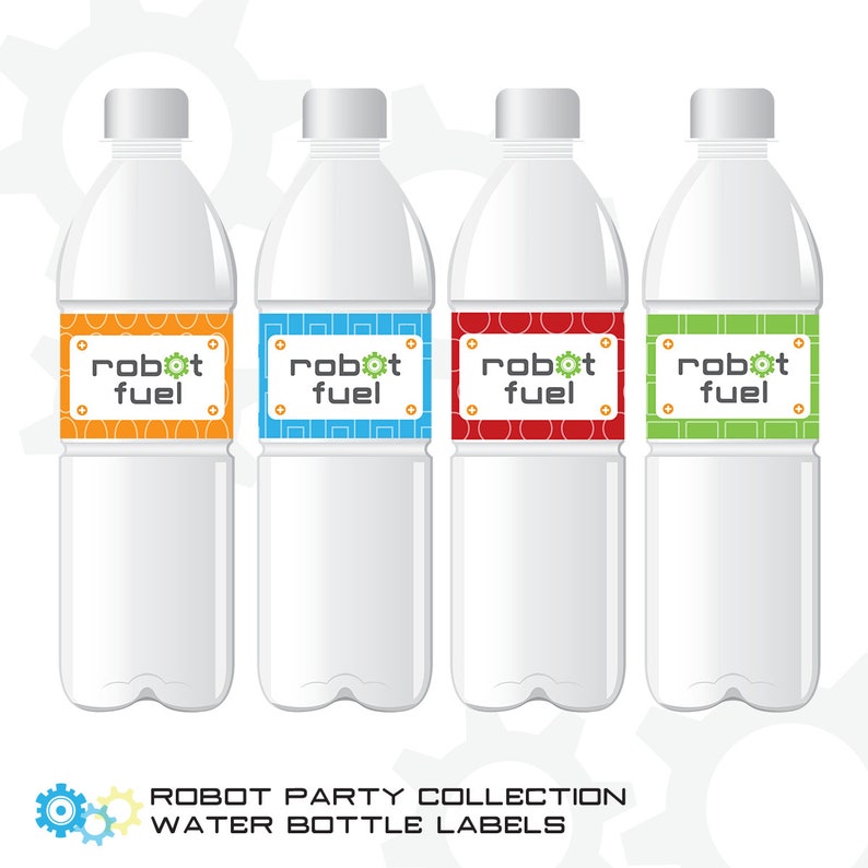 Robot Water Bottle Labels Robot Fuel Robot Birthday | Etsy