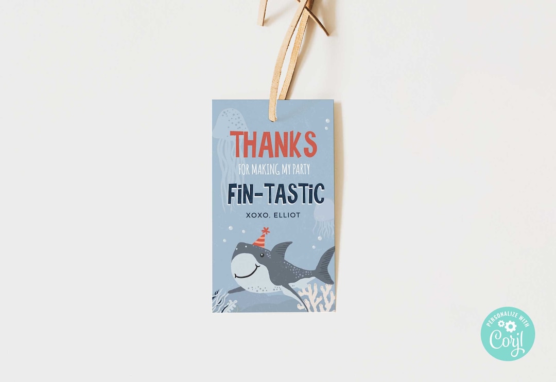EDITABLE Shark Thank You Tag • Favor Tag • Fin-tastic, Jaw-some Time ...