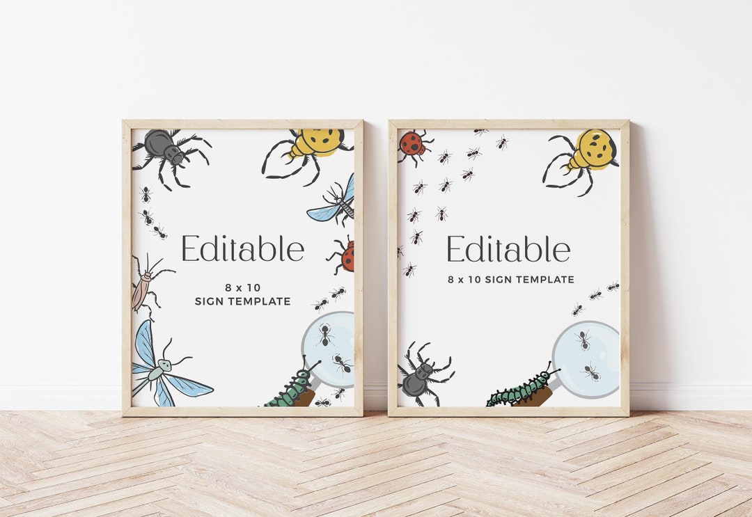 EDITABLE Insect Bug Party Signs 8 X 10 • Bug Party - Buzz, Hop & Crawl ...