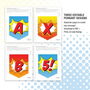 EDITABLE Superhero Pennant | Superhero Banner | Party Decoration ...