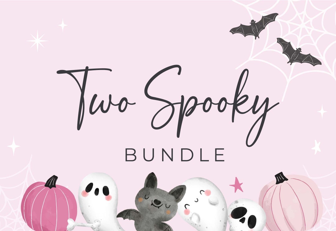 TWO SPOOKY • Pink Ghost Halloween Birthday Bundle • Spooky Birthday ...