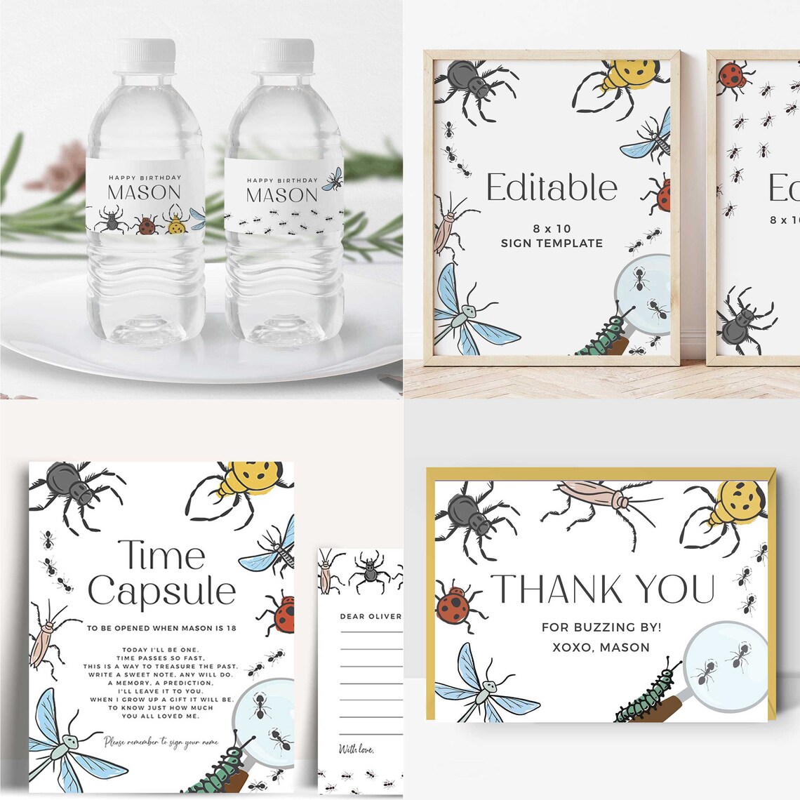 EDITABLE Insect Bug Birthday Party BUNDLE | 14 EDITABLE Digital ...