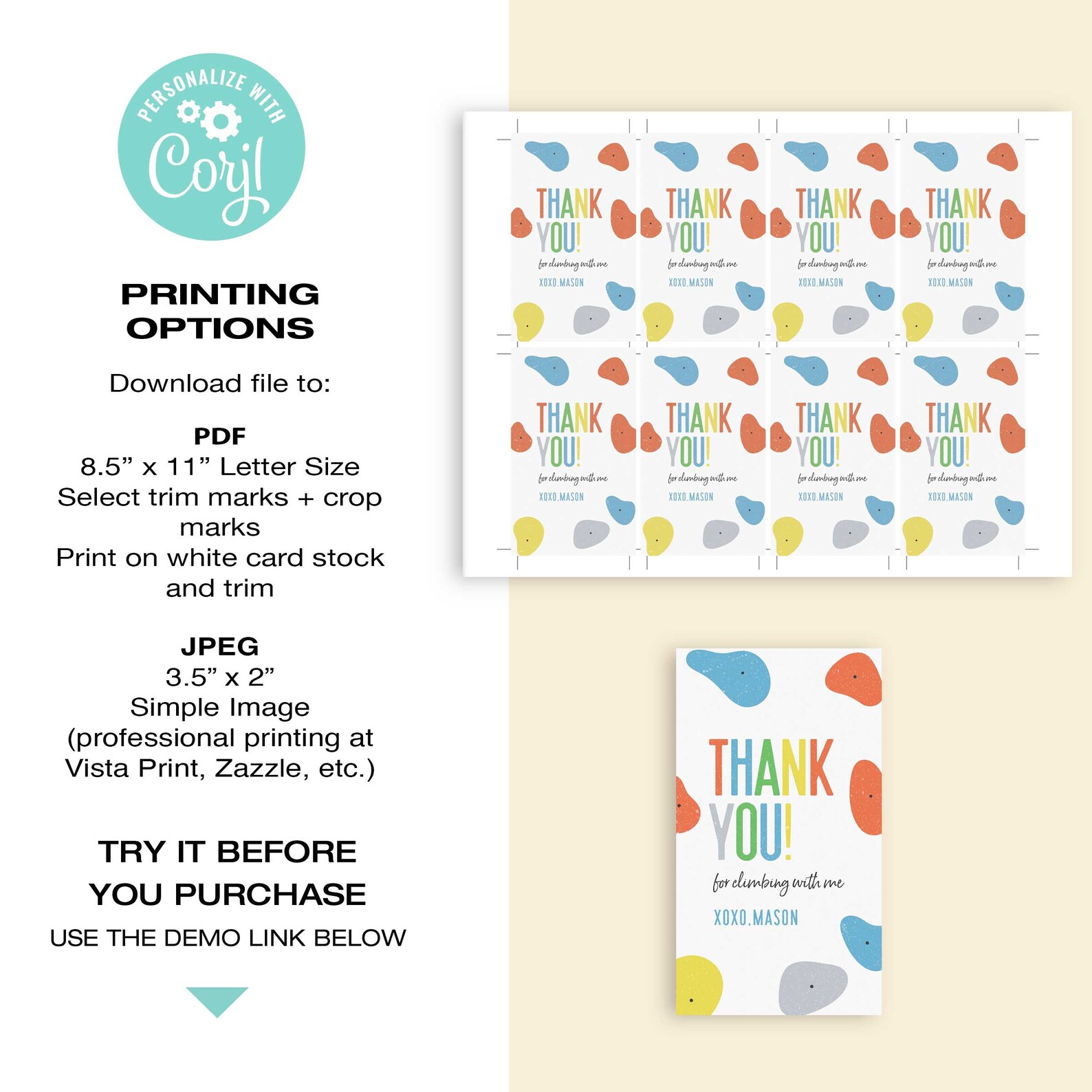 EDITABLE Rock Climbing Thank You Tag • gift Tag, Climbing Favor Tag ...