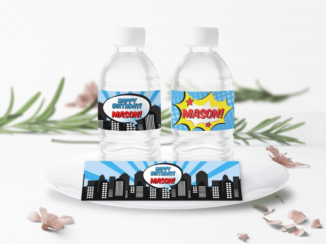 EDITABLE Printable Superhero Water Bottle Labels / Superhero Bottle ...