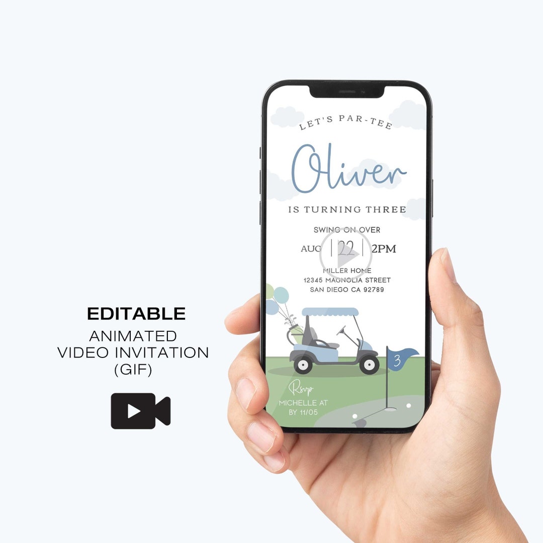 Golf Birthday Animated Video Invitation, Digital Golf Party Invitation ...