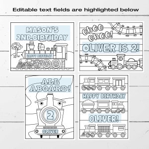 EDITABLE Train Party Coloring Pages • Train Coloring Sheets • Activity ...