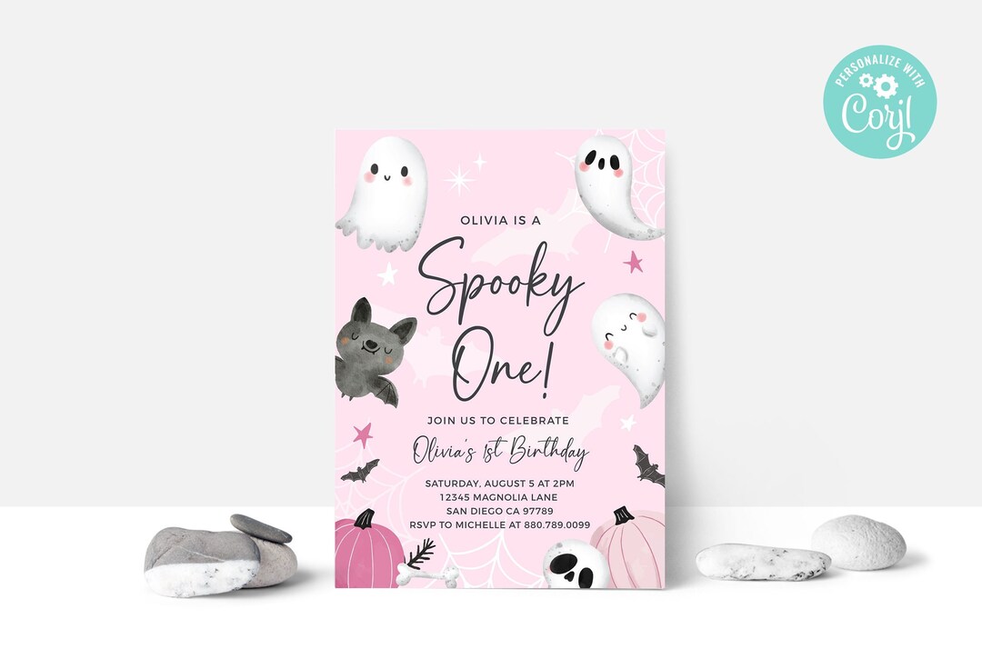 Spooky One Birthday Invitation Watercolor , First Birthday, Halloween ...